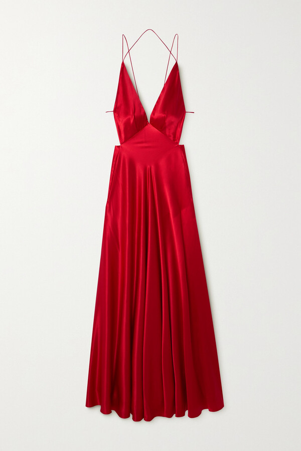 Michael Lo Sordo Tash Open-back Silk-satin Gown - Red - ShopStyle ...