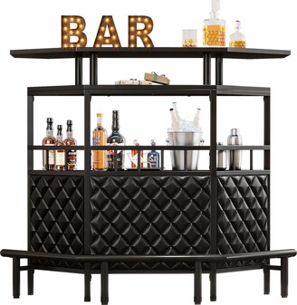 Bluebell Home Bar Cabinet Mini Bar Table with Storage Shelves and ...