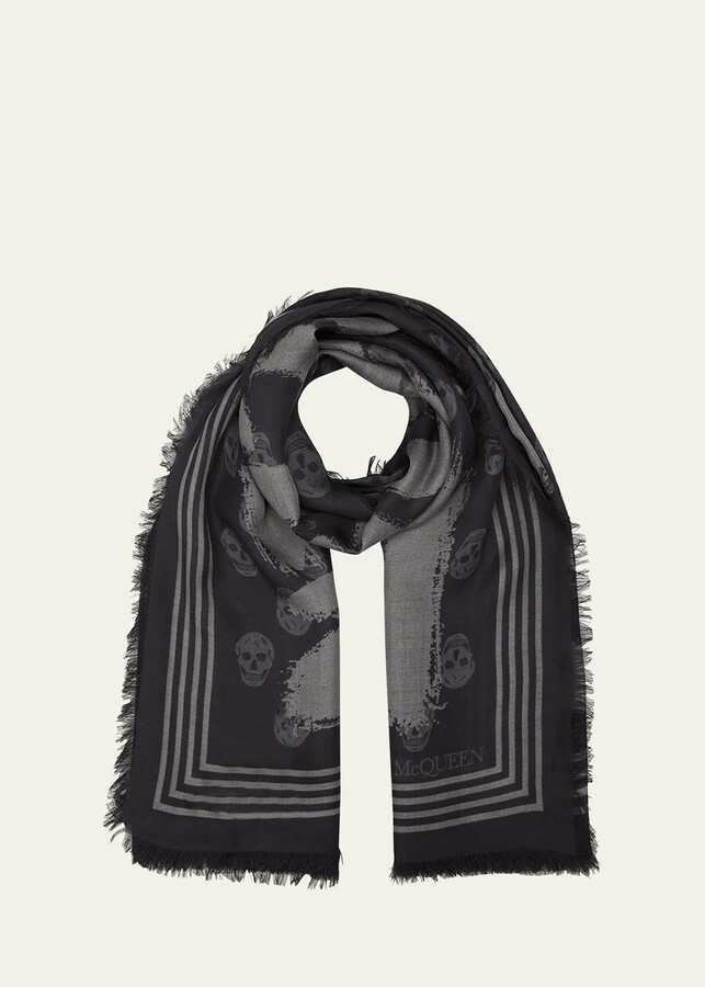 Alexander McQueen Graffiti Logo Skull Biker Scarf - ShopStyle Scarves ...
