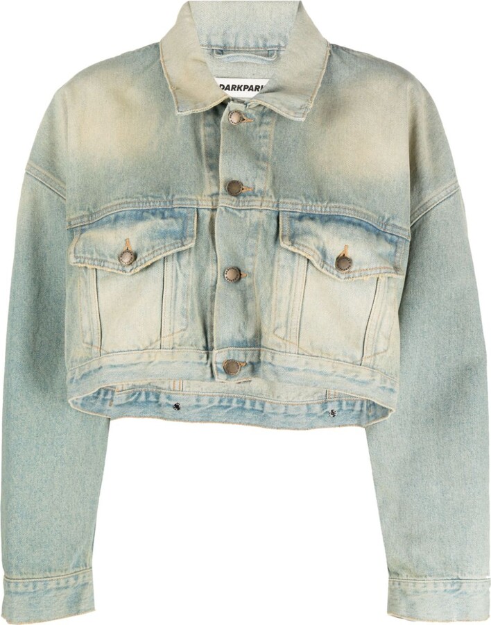 DARKPARK Bleach-Effect Cropped Denim Jacket - ShopStyle