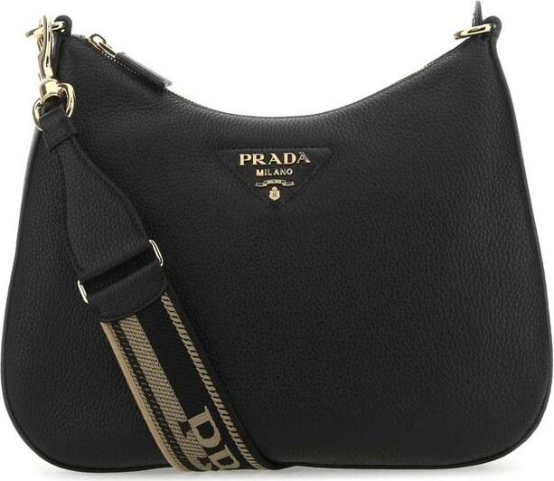 Prada Logo Plaque Zipped Shoulder Bag - ShopStyle