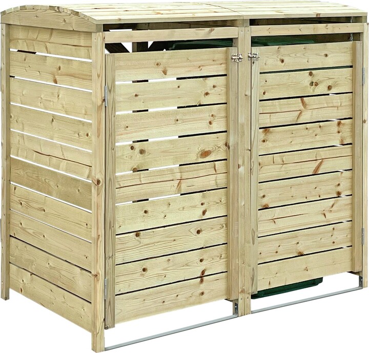Charles Bentley Certified Double Wooden Wheelie Bin Storage Unit ...