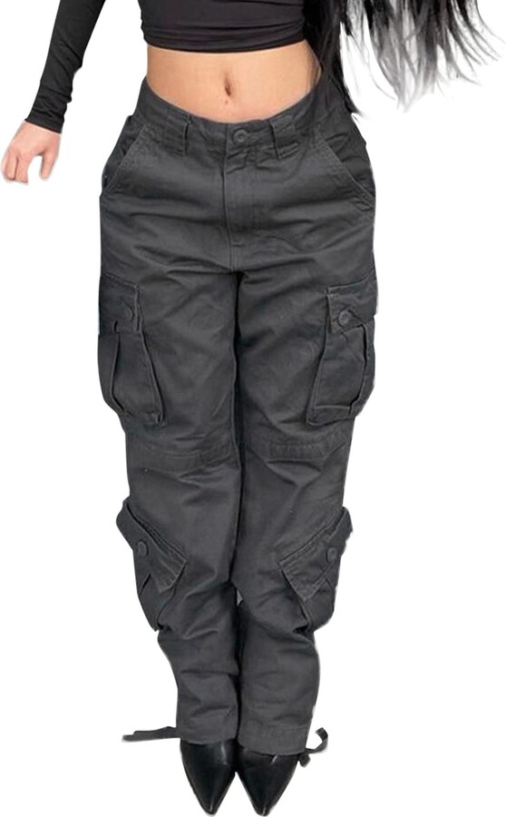 Generic Women Jeans Wide Leg Straight Demin Cargo Pants Casual Trousers ...