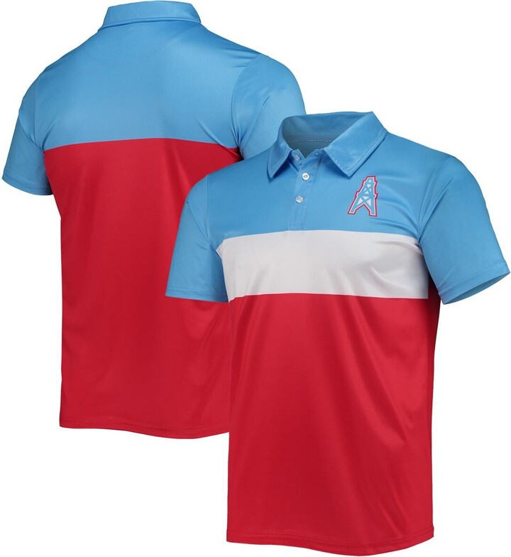 Men's Foco Light Blue, Red Houston Oilers Retro Colorblock Polo Shirt ...