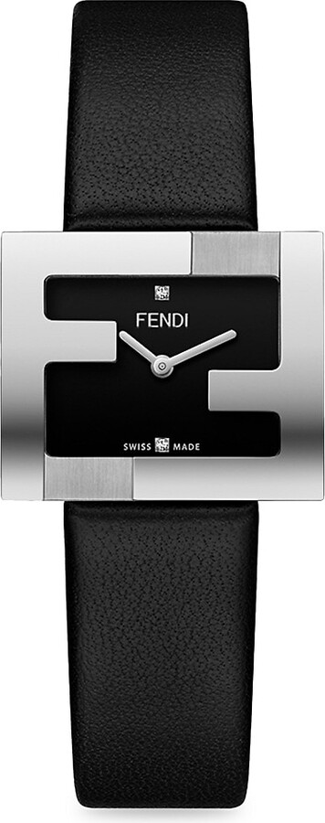 Fendi Fendimania 24MM Stainless Steel & Leather Strap Watch - ShopStyle
