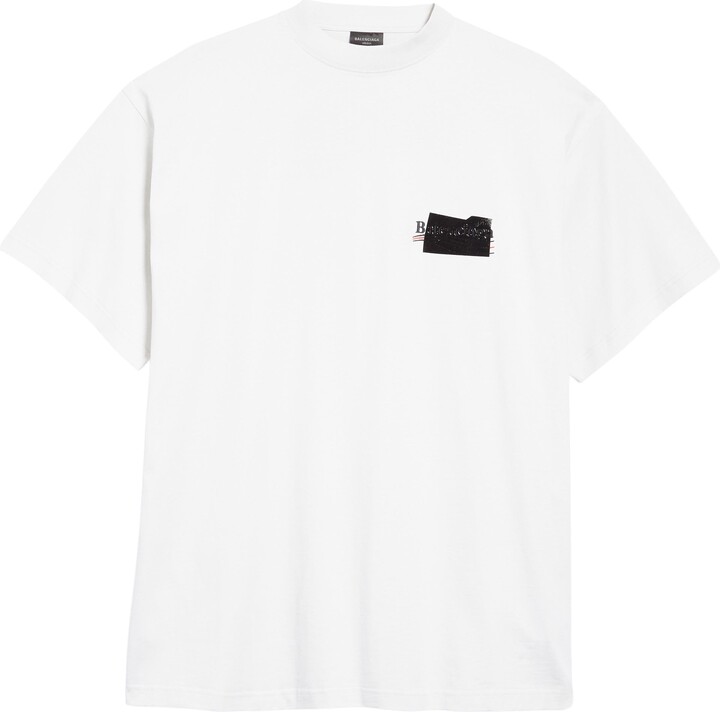 Balenciaga Oversize Gaffer Tape Logo Graphic Tee - ShopStyle T-shirts