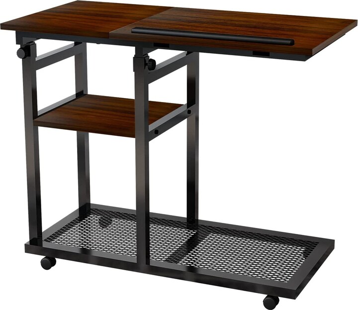 TONWIN Adjustable C Table with Wheels Board Mobile Couch Snack Table ...