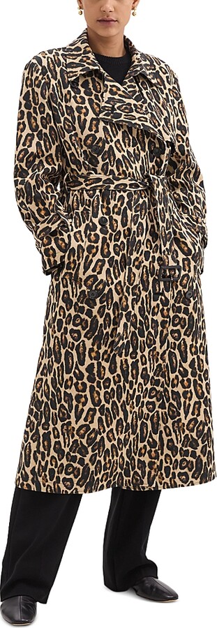 Theory Animal Print Wool Stretch Trench Coat - ShopStyle
