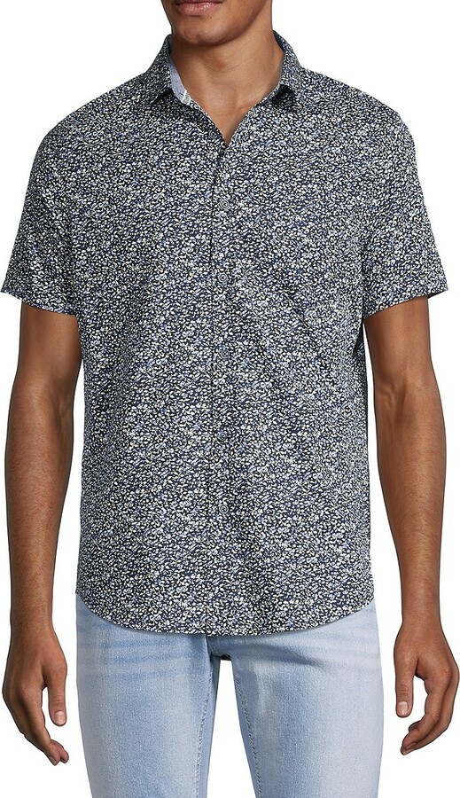Heritage Report Collection 4-Way Stretch Floral Short Sleeve Button ...