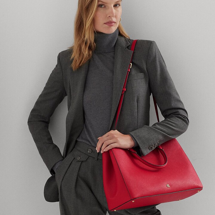 Lauren Ralph Lauren Ralph Lauren Crosshatch Leather Large Hanna Satchel ...