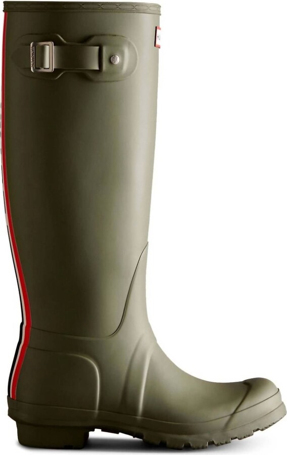 Hunter Womens Original Tall Tri Colour Logo Backstrap Boot In Lichen ...