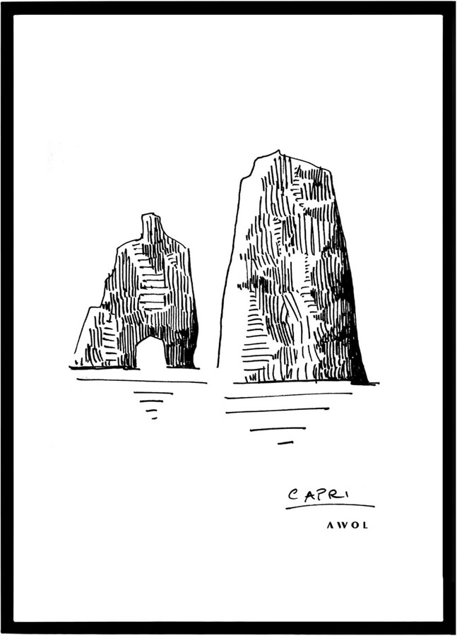 Awol Iconic Capri : Hand-Drawn Pen And Ink Landscape Drawing ...