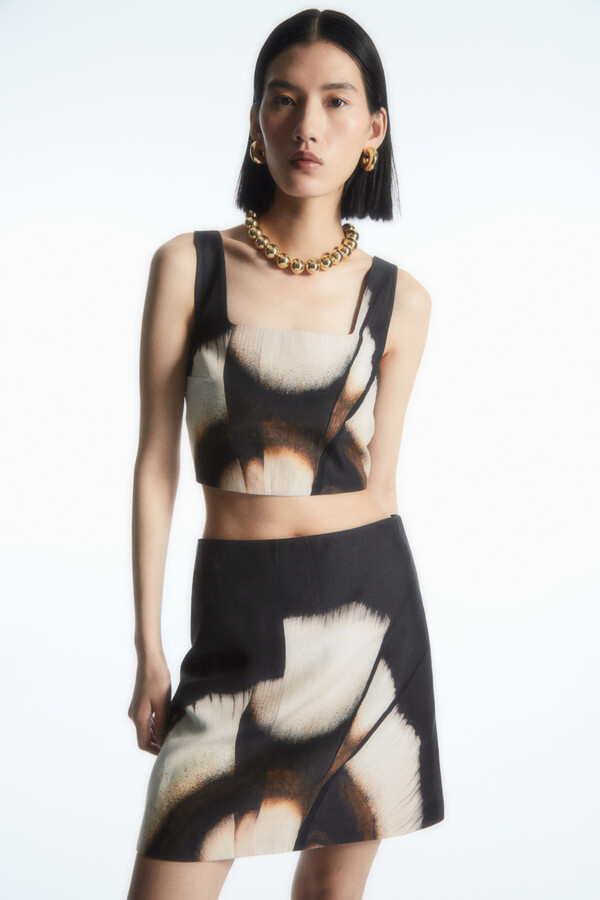 COS Floral-Print Linen-Blend Mini Skirt - ShopStyle