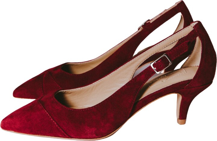 Luna Selene - Sophia Ruby Red Suede Kitten Heel - ShopStyle