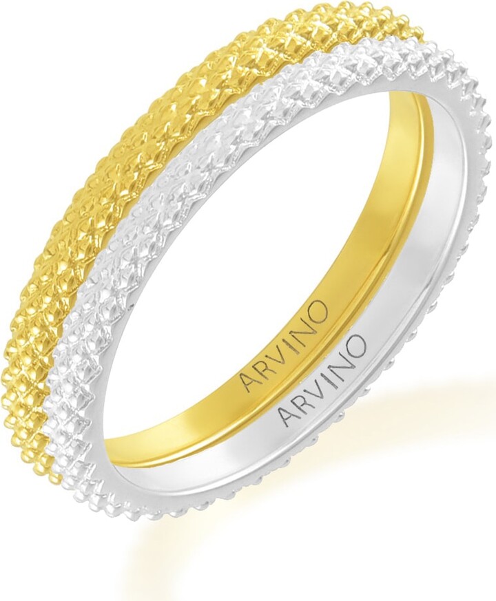 Arvino Women's Gold / Silver Textured Thin Band Water Proof & Allergy Proof - ShopStyle Rings