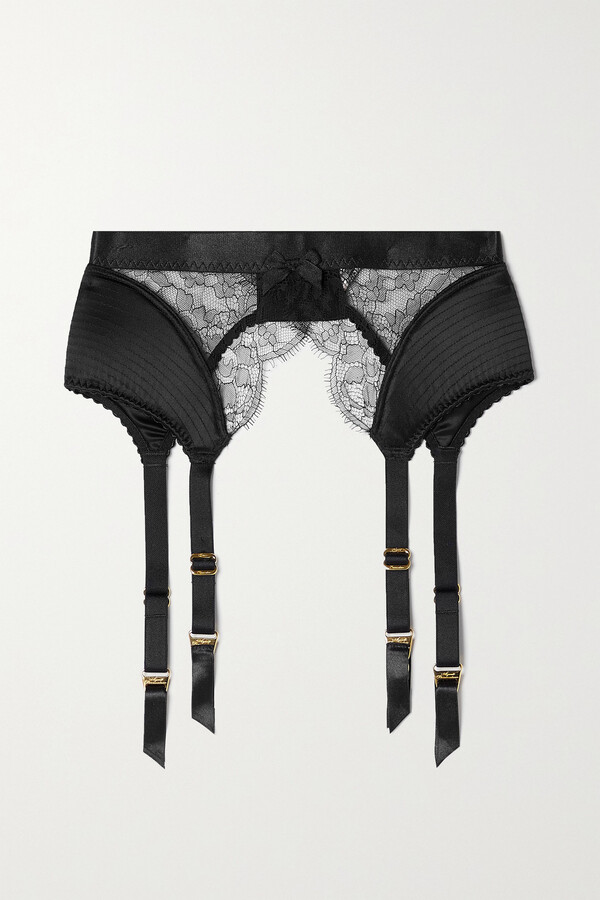 Agent Provocateur Helene Leavers Lace And Silk-blend Satin Suspender ...