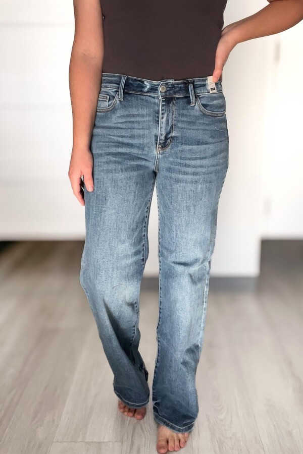 Judy Blue Edith Mid Rise Vintage Wide Leg Jeans In Medium Wash - ShopStyle