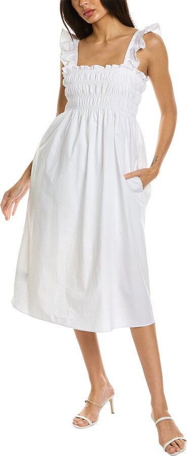 BCBGeneration Poplin Smocked Midi Dress - ShopStyle