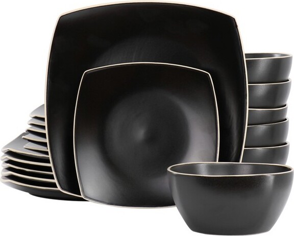 Gibson Soho Lounge 18 Piece Square Stoneware Dinnerware Set in Matte ...