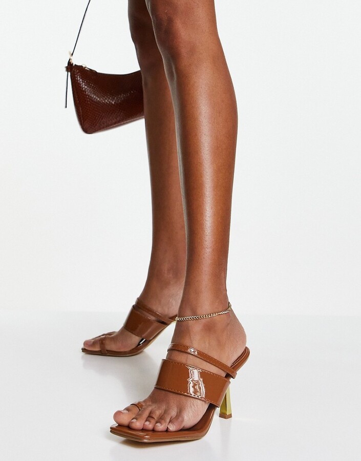 Ego Ellie mid heel sandals in tan - ShopStyle
