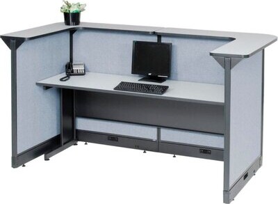 Interion U-Shaped Electric Reception Station, 88"W X 44"D X 46"H, Gray ...