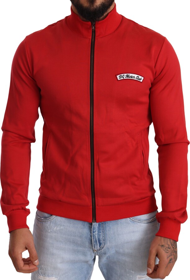 Dolce & Gabbana Elegant Red Full Zip Sweater with Motor Club Men's ...