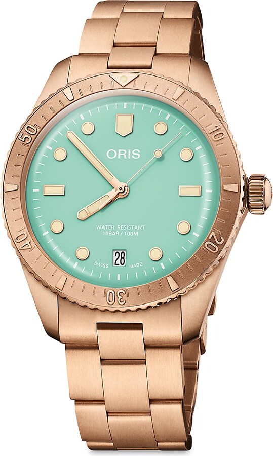 Oris Divers Sixty-Five Cotton Candy Bronze Bracelet Watch - ShopStyle