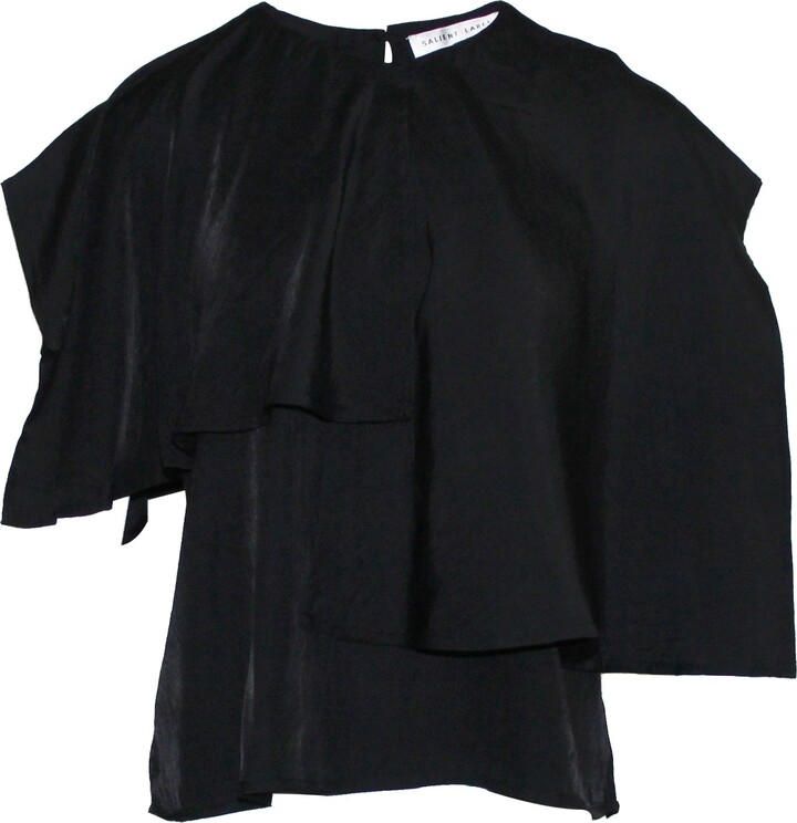 SALIENT LABEL - Magdelena Soft Viscose Layered Top In Jet - ShopStyle