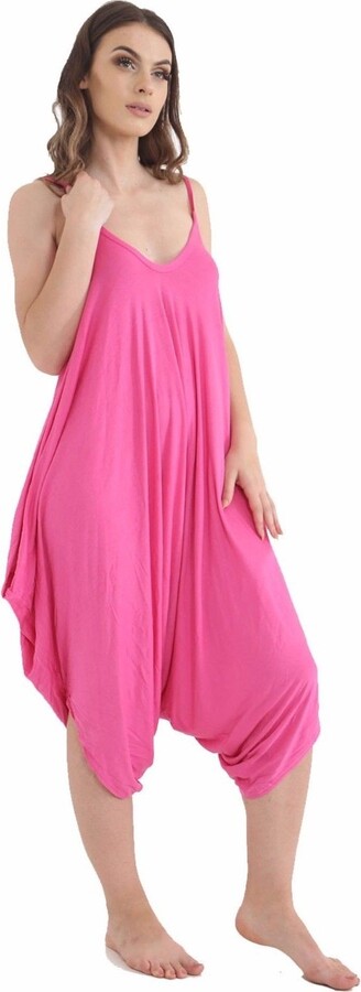 Crazy Girls New Womens Plain Ali Baba Hareem Suit Cami Strappy Oversized All in One Jumpsuit ...