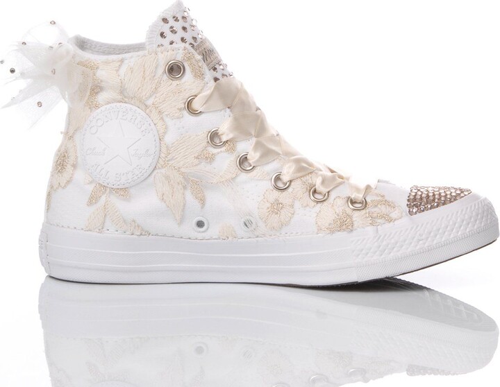 Converse White Fabric Hi Top Sneakers - ShopStyle