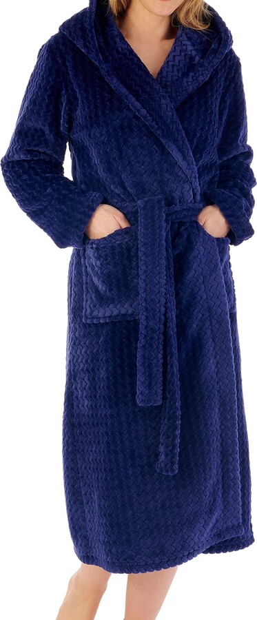 Slenderella HC02319-NY Women's Navy Long Dressing Gown XXLarge ...