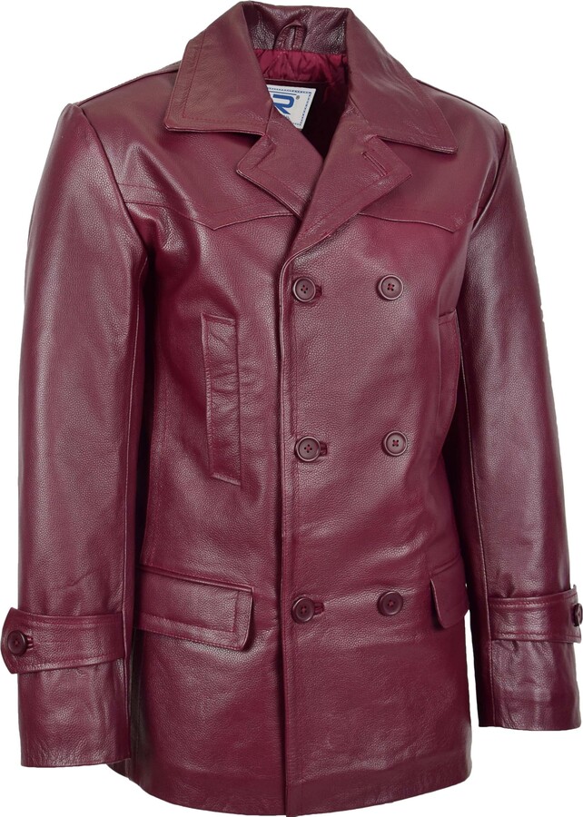 Divergent Retail George Men’s Trench Leather Fitted Reefer Military ...