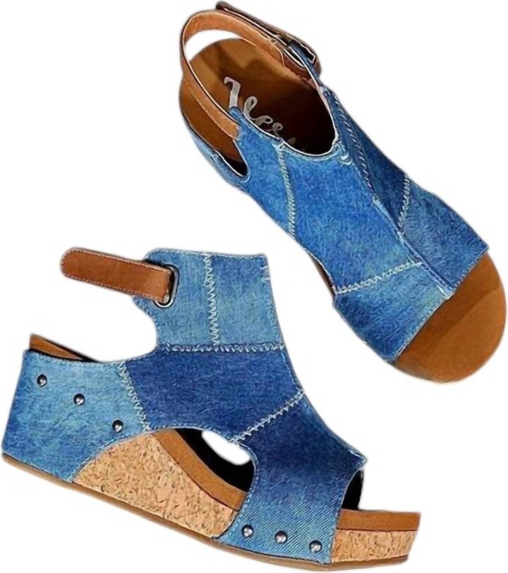 Very G Lala Denim Wedge Sandal In Blue - ShopStyle