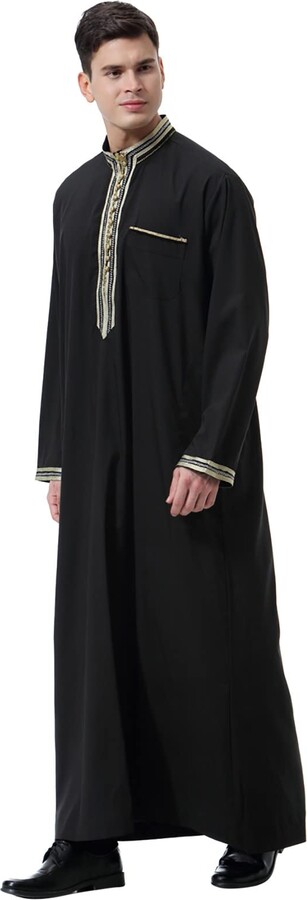 COOFANIN Mens Long Sleeve Kaftan Thobe Sackcloth Prayer Robe Women Mens ...