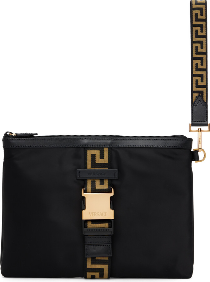 Versace Black Greca Pouch - ShopStyle Bag Accessories