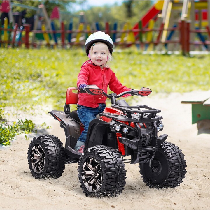 Aosom 12V Kids Atv Ride-on Four-Wheeler Toy Car with Music, Realistic ...