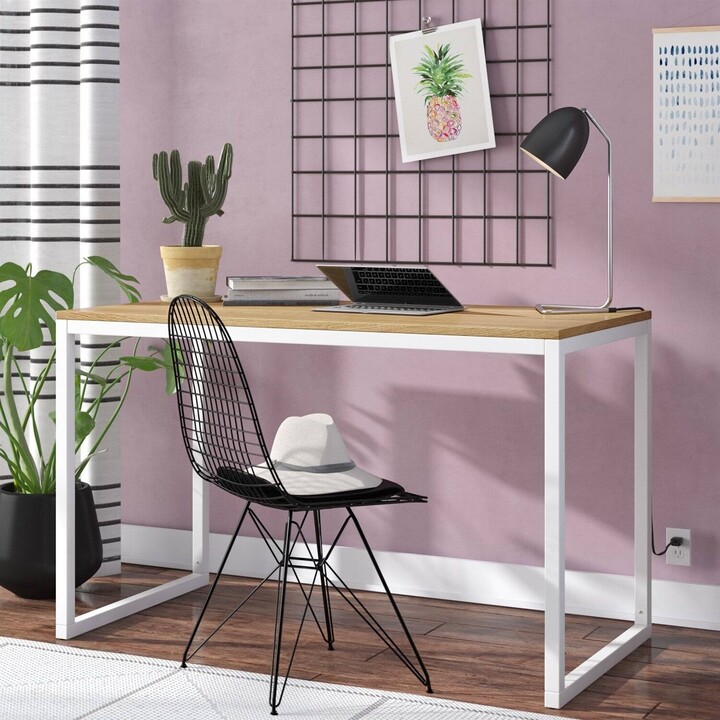 Modern Home Office Desk with Metal Frame and Wood Table Top - ShopStyle