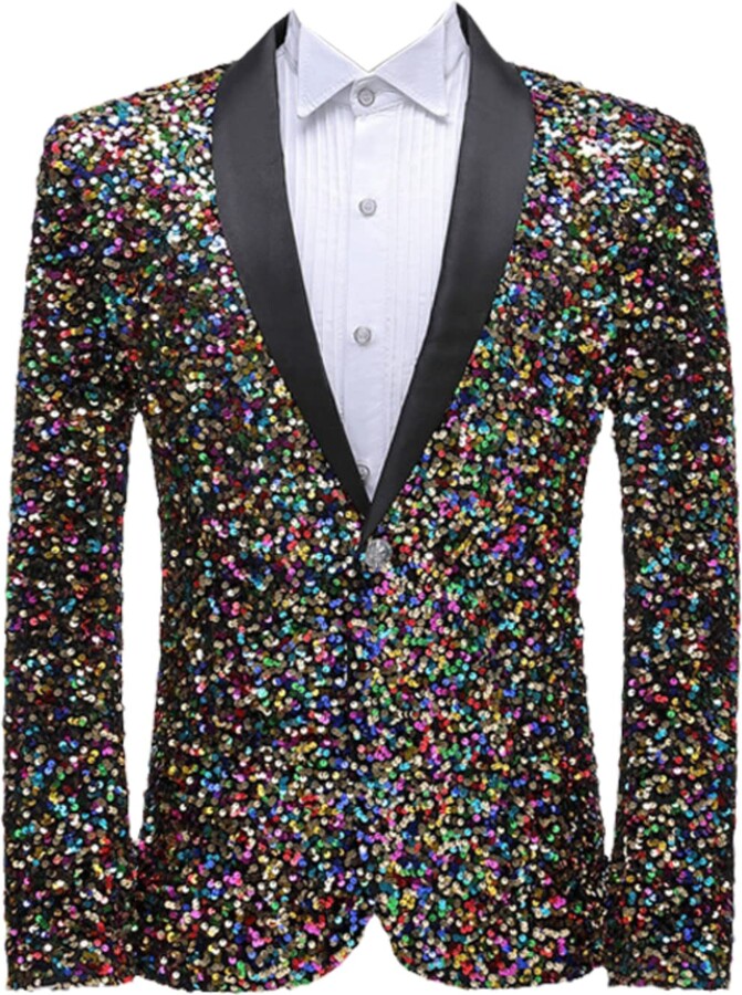 MAFSMJP Men's Dress Three-Dimensional Sequin Color Changing Nightclub ...