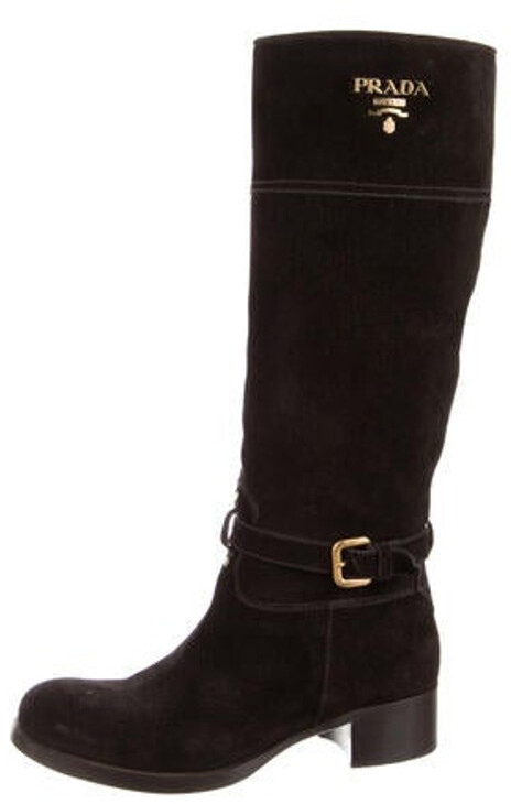 Prada Suede Riding Boots - ShopStyle