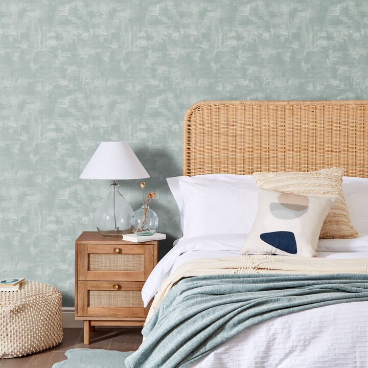 Dunelm Painterly Plain Wallpaper blue - ShopStyle