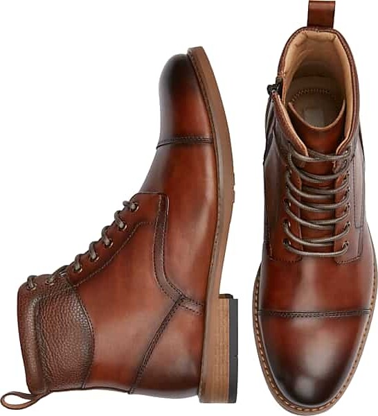 Joseph Abboud Men's Cap Toe Inside Zipper Ankle Boots Cognac - ShopStyle