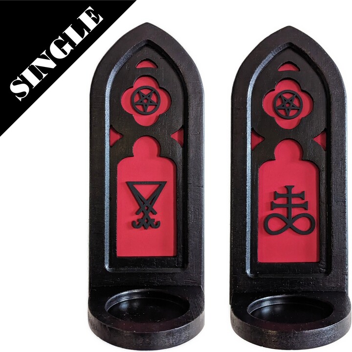 Etsy Satanic Wall Sconce, Red Background | Gothic/Satanic Decor ...