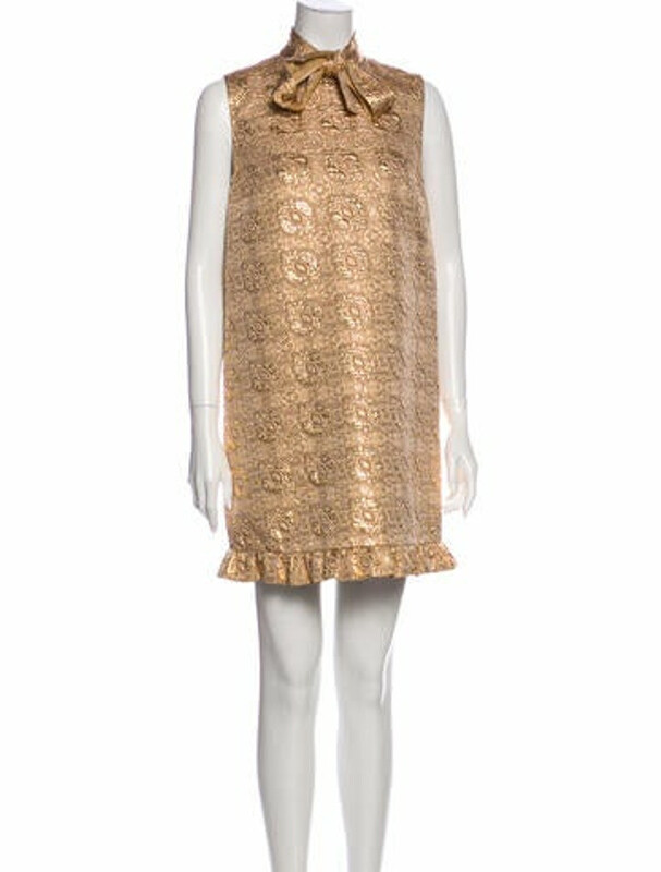 Prada Patterned Mini Dress Gold - ShopStyle