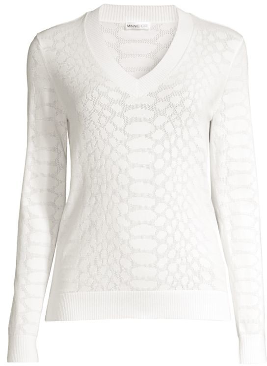 Minnie Rose Mesh Python-Knit Pullover - ShopStyle Sweaters