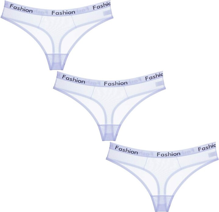 SotRong Pack of 3 Women's Sexy Transparent Panties Ultra Thin Mesh ...
