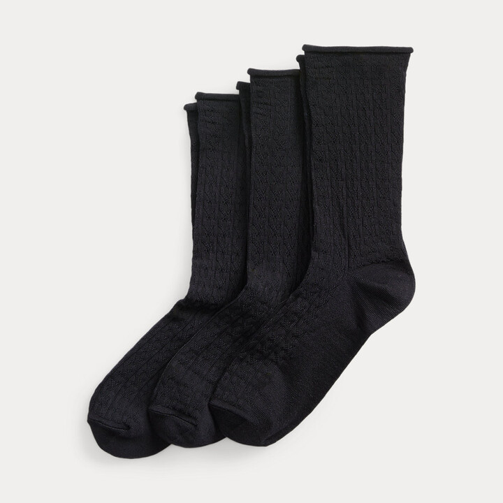 Lauren Ralph Lauren Ralph Lauren Cable-Knit Roll-Top Sock 3-Pack ...