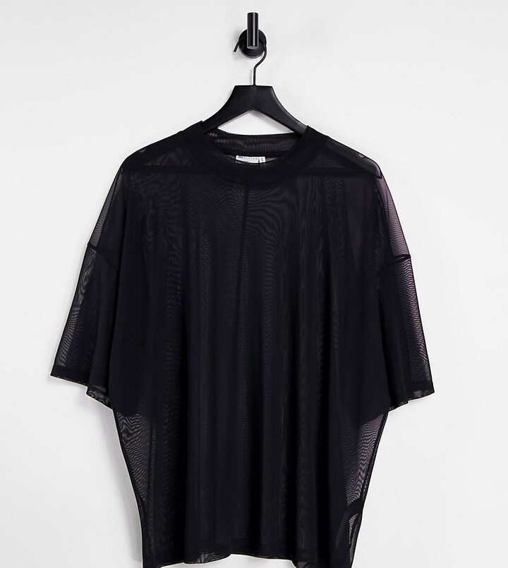 ASOS DESIGN Curve exclusive oversized mesh T-shirt in black - ShopStyle ...