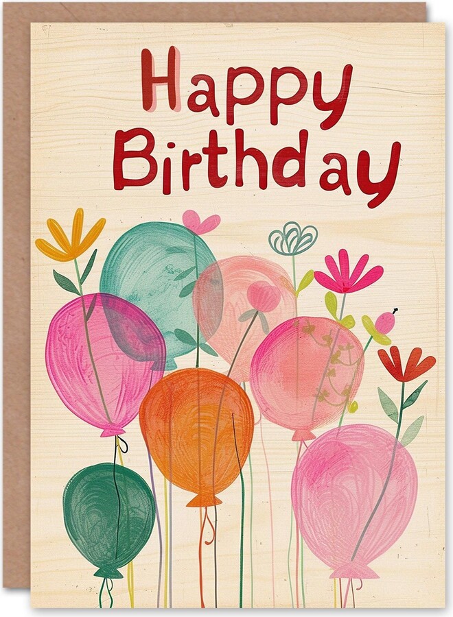 Artery8 Birthday Card Cute Balloons and Flowers For Her Gran Sister Niece Daughter Wife Greeting ...