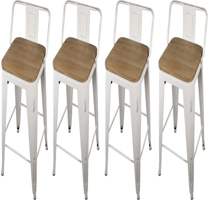 EPOWP 30 Inch Low Back Metal Stool Chair, Antique White - ShopStyle