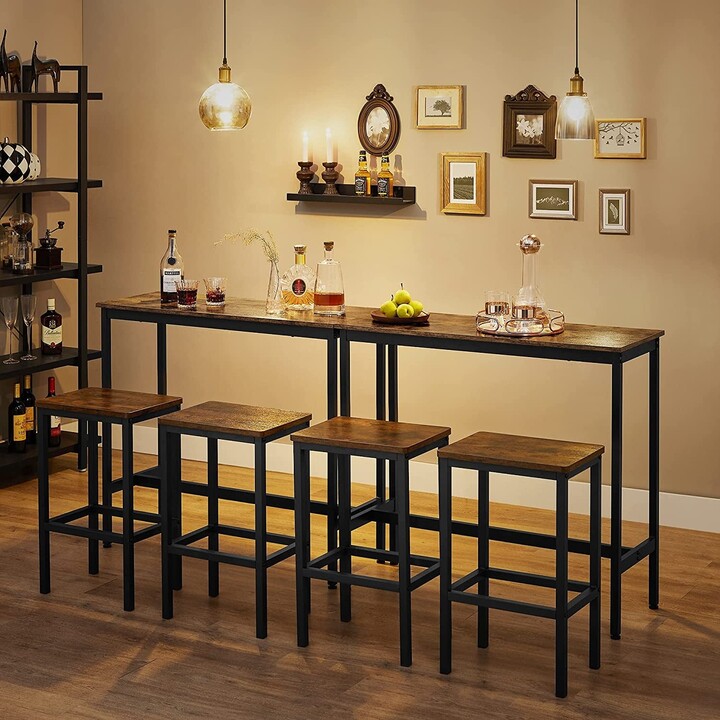 VASAGLE Dining Table Set, Bar Table and Chairs Set, Kitchen Bar Height ...